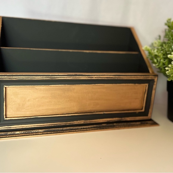 hand painted | Office | Hand Painted Metallic Gold Black Wood Letter ...